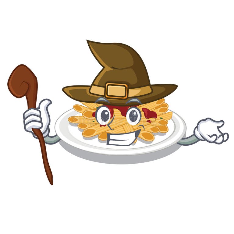 Witch Pasta in the a Mascot Shape Stock Vector - Illustration of fried ...