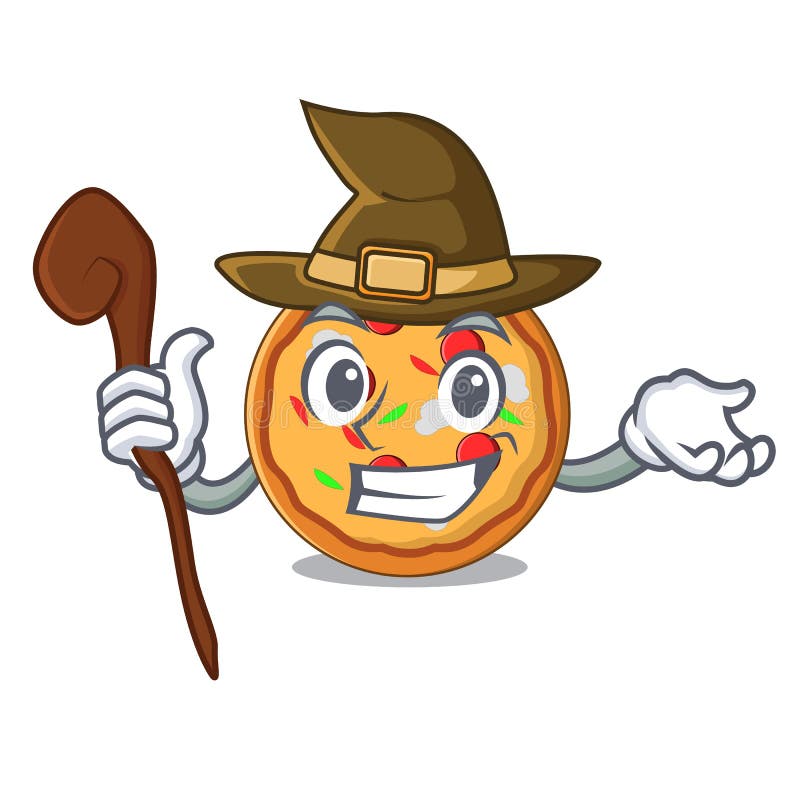 Witch Pizza Mascot Cartoon Style Stock Vector - Illustration of ...
