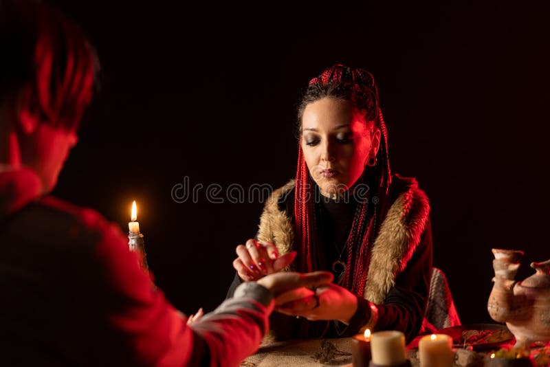 The Witch Predicts the Future. Black Magic. Mystical Interior of the ...