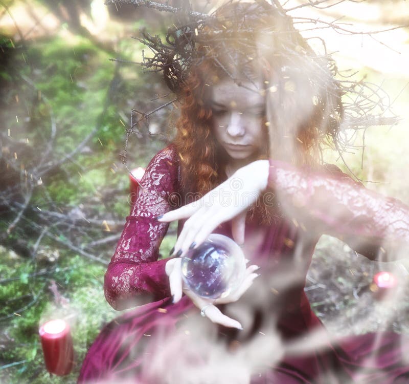 Witch ritual in a forest stock image. Image of halloween - 102837455
