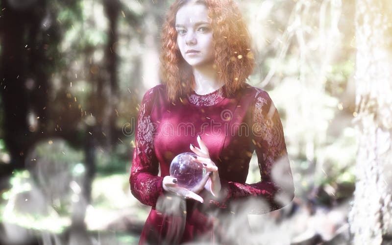 Witch ritual in a forest stock photo. Image of dark - 105281836