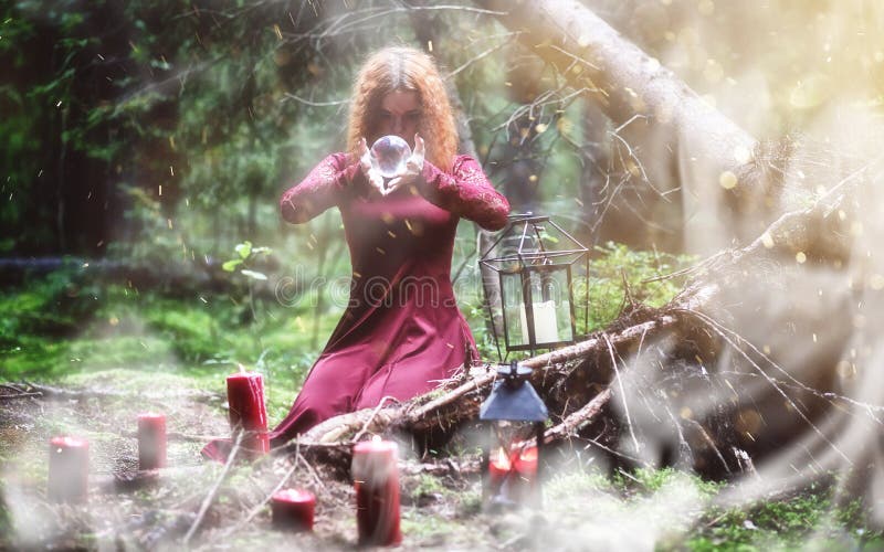 Witch ritual in a forest stock photo. Image of ghost - 102837702