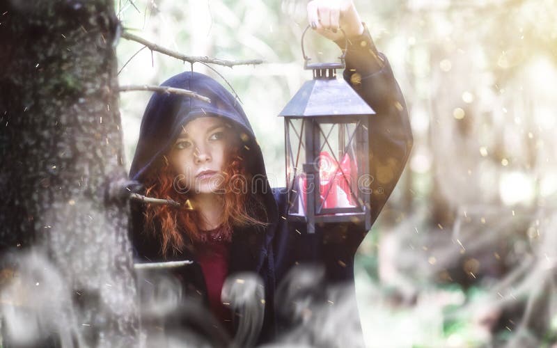 Witch ritual in a forest stock photo. Image of dark - 102837702