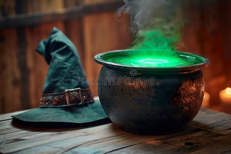 A Witch S Cauldron with a Wizard S Hat in Celebration of Halloween ...