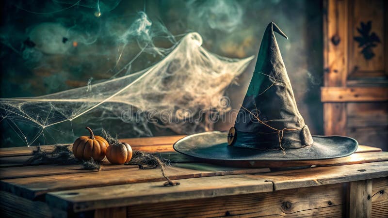 A Witch S Hat on a Dusty Old Table Generative AI Stock Illustration ...