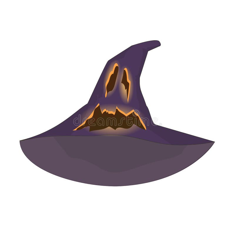 Witch`s Hat with an Orange Ghost Face Cut Stock Vector - Illustration ...