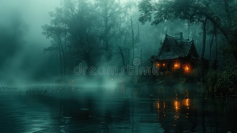 A witch s hut in the swamp stock illustration. Illustration of mystery ...