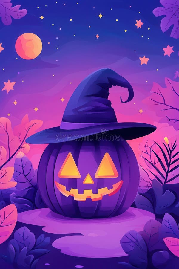 Witch S Lantern Flat Design Side View Halloween Theme Cartoon Drawing ...