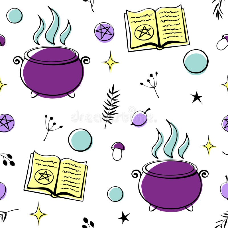 A Witch S Potion. Ingredients for Making a Magical Brew. Seamless ...