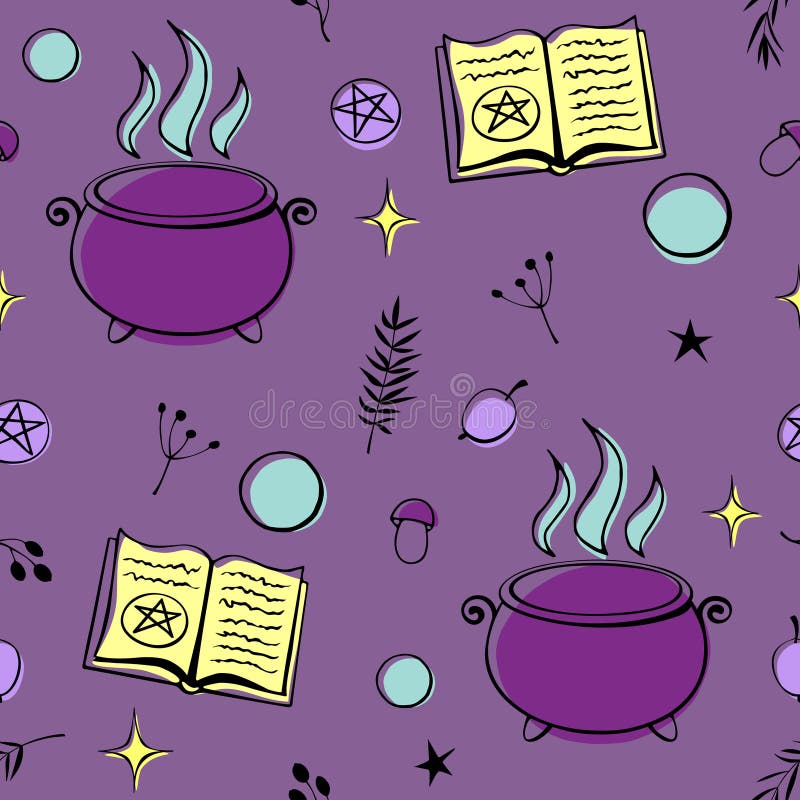 A Witch S Potion. Ingredients for Making a Magical Brew. Seamless ...