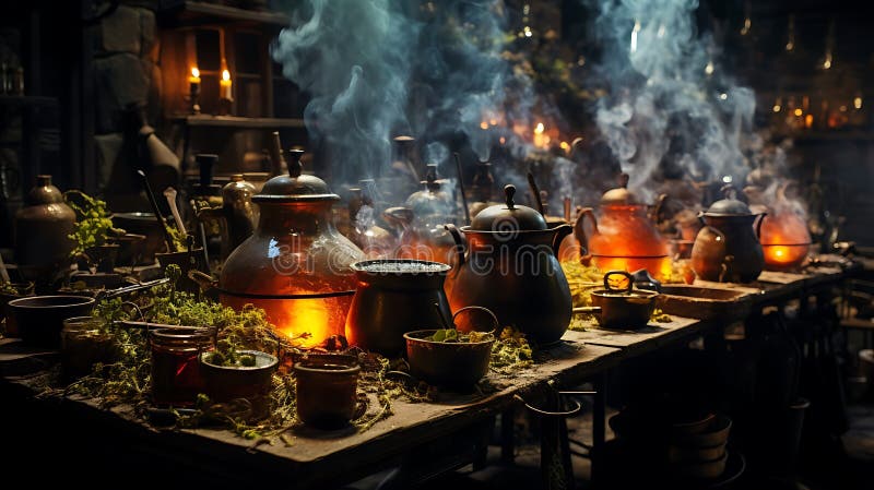 Witch S Potion Workshop 1 Bubbling Cauldron, Magical Ingredients, Eerie ...