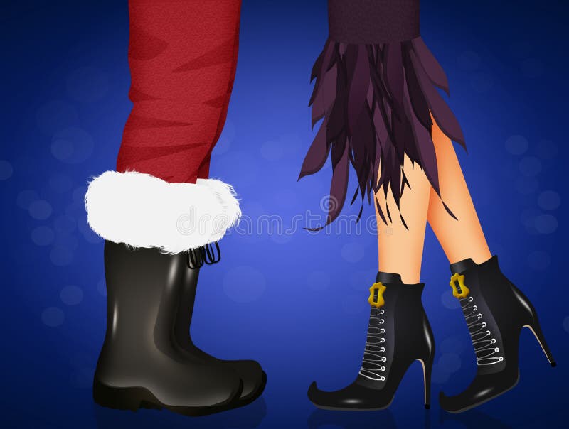Witch`s and Santa`s legs stock illustration. Illustration of event ...