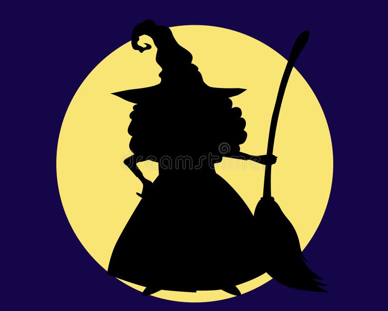 A Witch S Shadow with a Broom Stock Vector - Illustration of stick ...