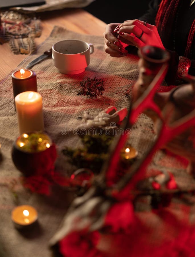 Witch S Table, Where the Rites of Dark Magic Take Place. Stock Photo ...