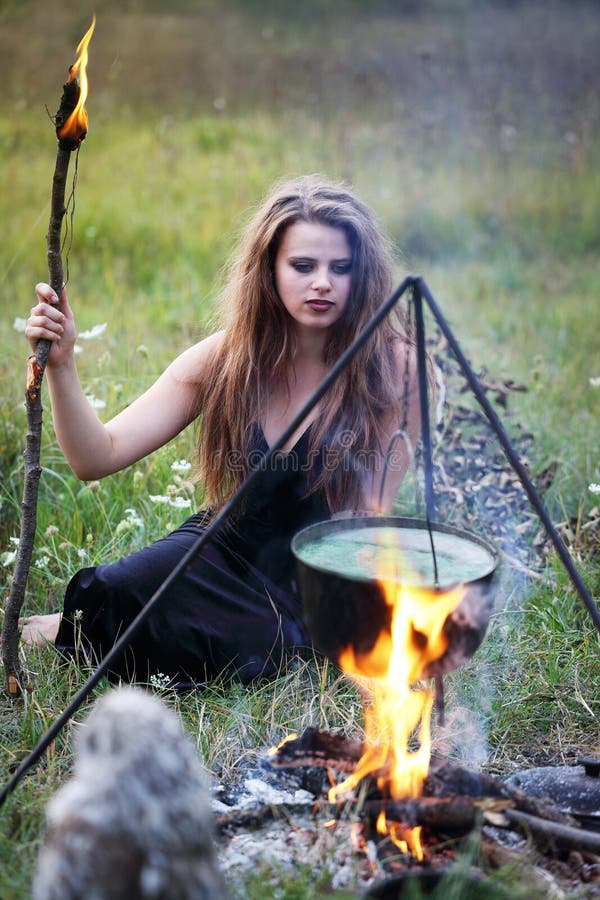Witch Sitting at the Potion Stock Image - Image of magic, beautiful ...