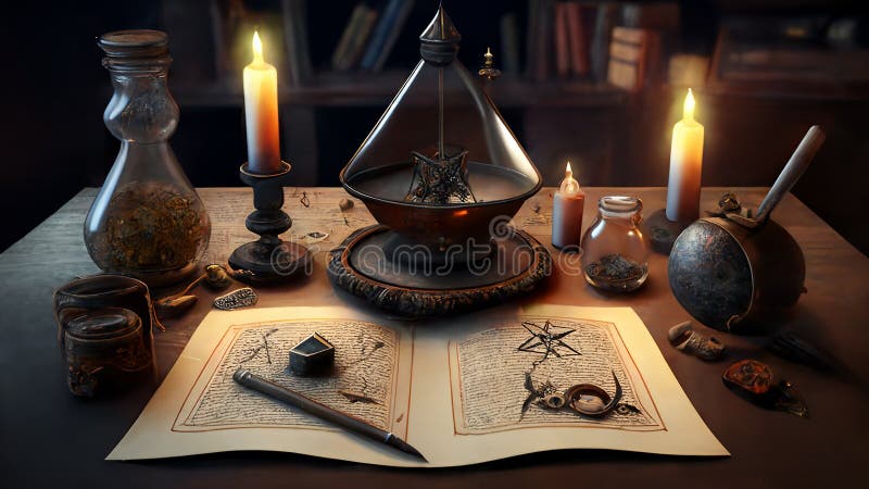 Witch Table, Witchcraft, Ritual Spells. AI Generated Stock Illustration ...
