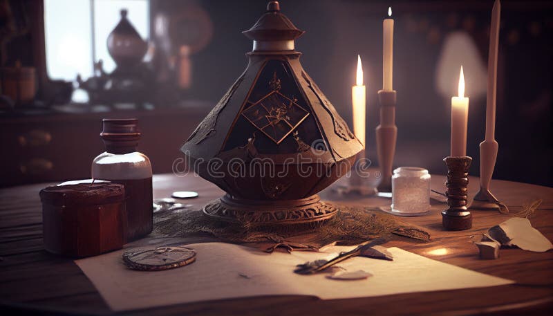 Witch Table, Witchcraft, Halloween. AI Generated. Stock Illustration ...