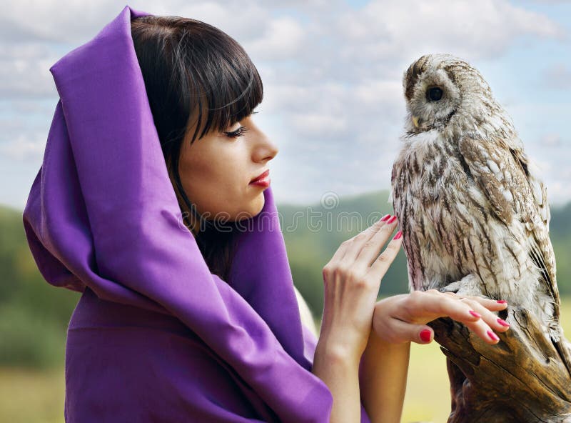 Witch talking with owl stock photo. Image of celebrate - 75898126