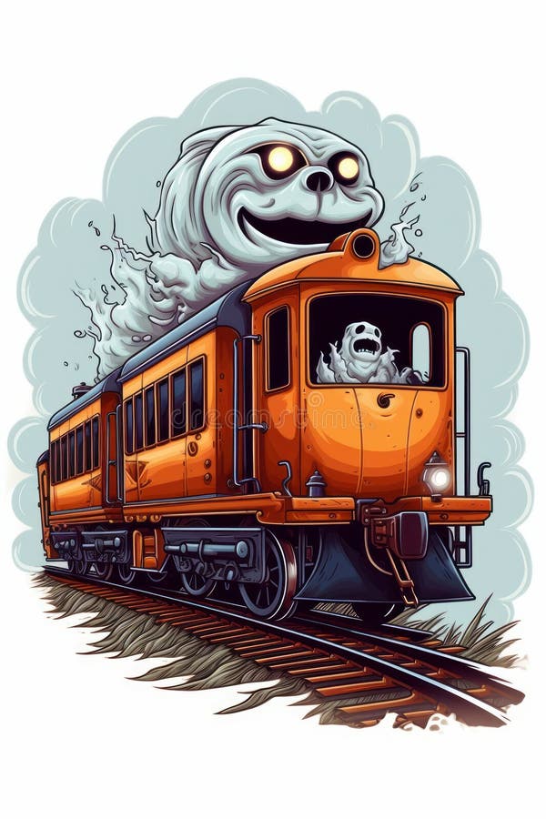 Witch Train Cartoon. Halloween Illustration. Stock Illustration ...