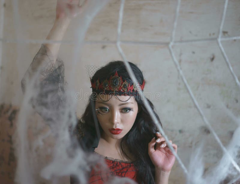 Woman with spider body art stock photo. Image of danger - 38465776