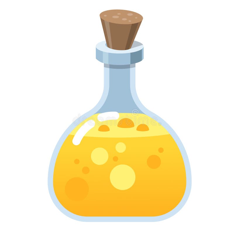Witchcraft Glass Bottle. Alchemy Elixir in Glass Flask. Cork and Yellow ...