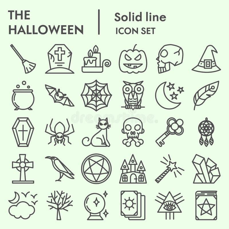 Witchcraft Line Icon Set, Magic Symbols Set Collection or Vector ...