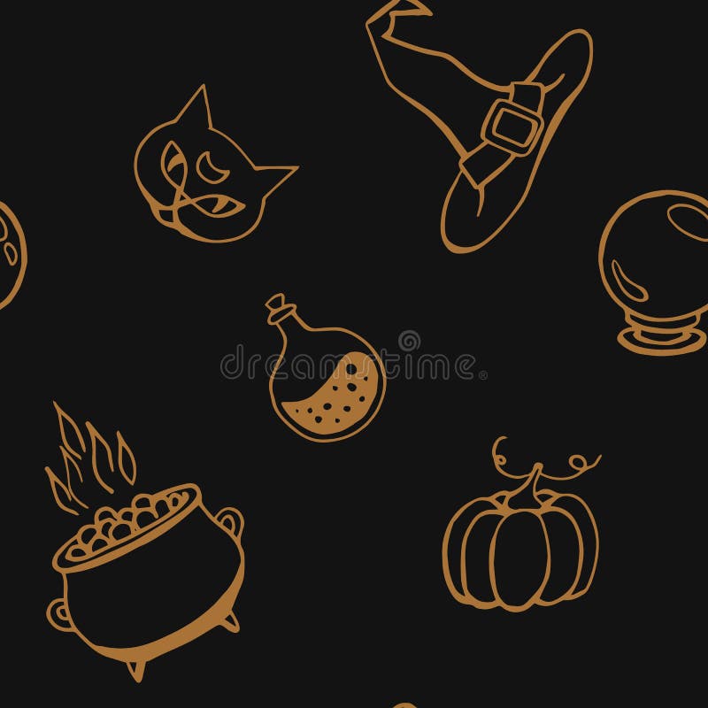 Witchcraft, Magic Background for Witches and Wizards. Vector Seamless ...