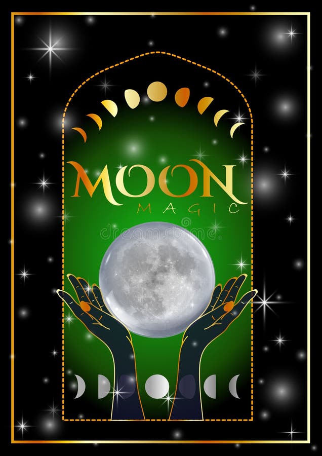 Witchcraft Magic Ritual with Full Moon and Waxing Waning Moon Phases ...