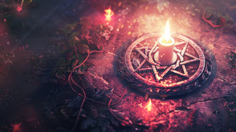 Witchcraft Symbols Wiccan Magic on Fantasy Background. Stock ...