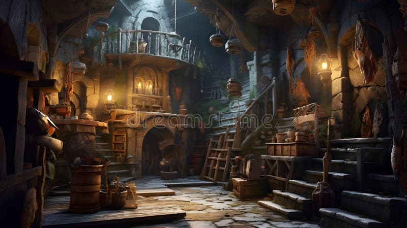 The witcher Environment stock illustration. Illustration of buildings ...