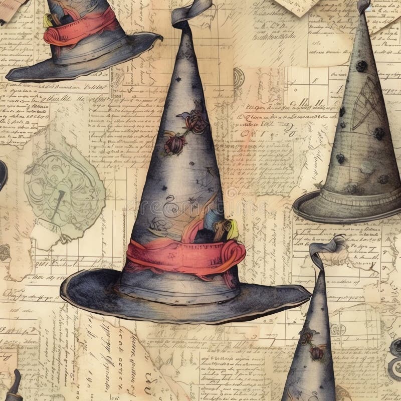 Witches Old Paper, Vintage Digital Paper Stock Illustration ...