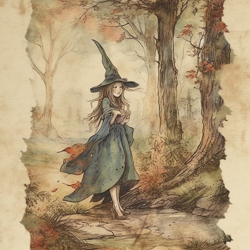 Witches Old Paper, Vintage Digital Paper Stock Illustration ...
