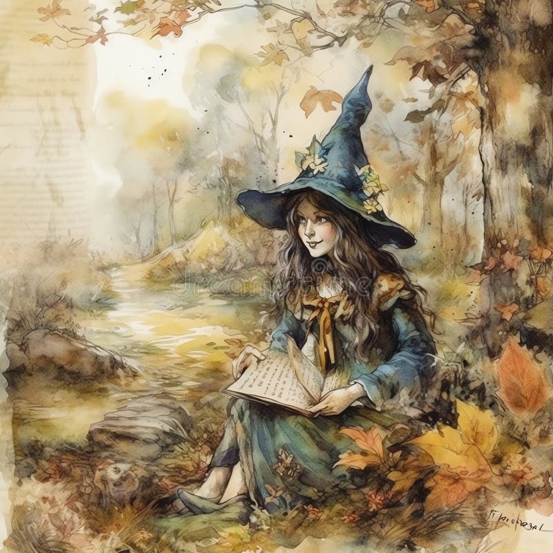 Witches Old Paper, Vintage Digital Paper Stock Illustration ...