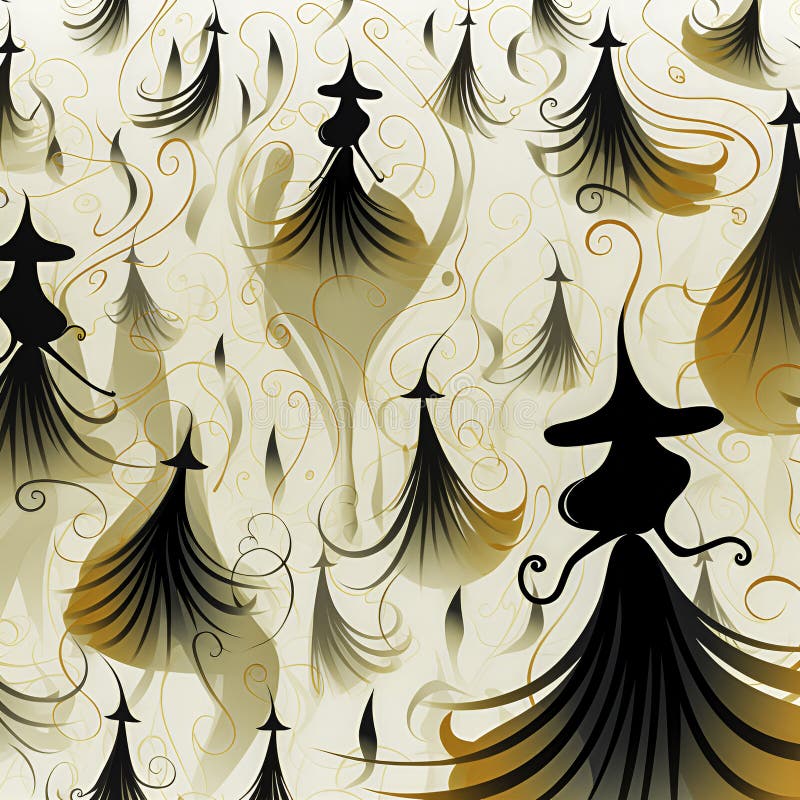 Witches Pattern on White Background Stock Illustration - Illustration ...
