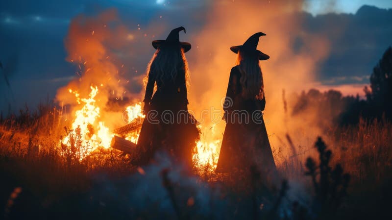 Witches Ritual at Dusk stock illustration. Illustration of halloween ...
