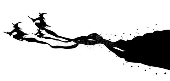 3 Witches Takeoff Horizontal Stock Illustration - Illustration of ...