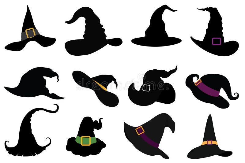 Collection of Witch Hats Graphic Elements Design Stock Vector ...