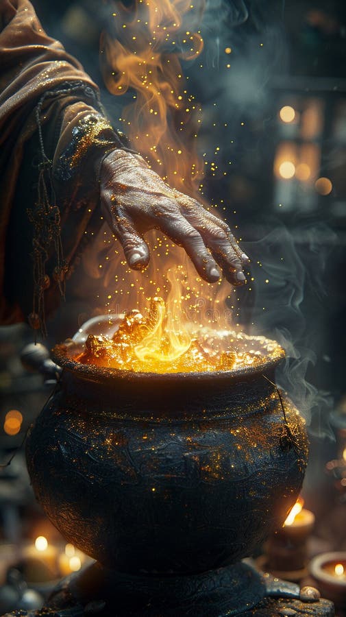 Witchs Hands Over a Bubbling Cauldron Stock Photo - Image of warlock ...