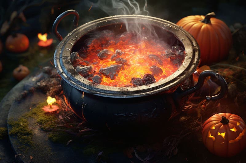 Witchs Potion Brewing Cauldron Cauldron Bubbling Stock Illustration ...