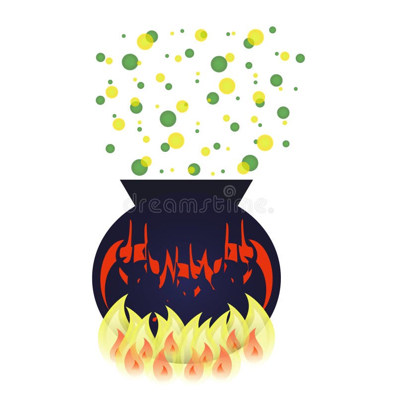 The Witchs Potion Cauldron is on Fire, Halloween Stock Vector ...