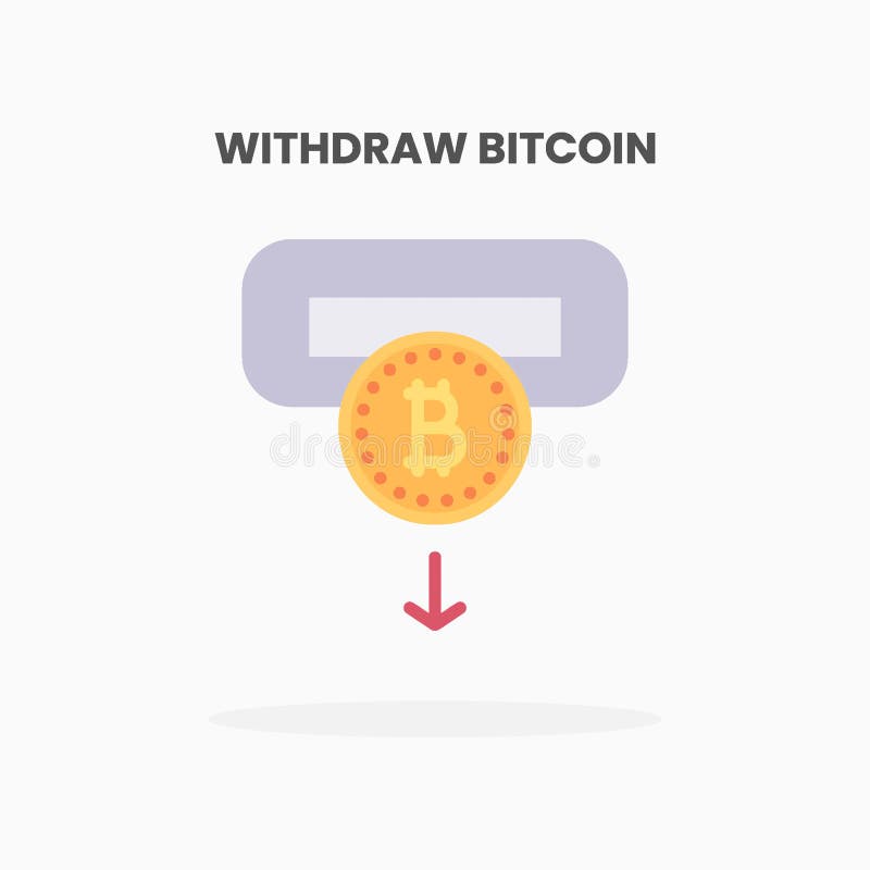Withdraw Bitcoin Icon Flat. Stock Vector - Illustration of transaction ...