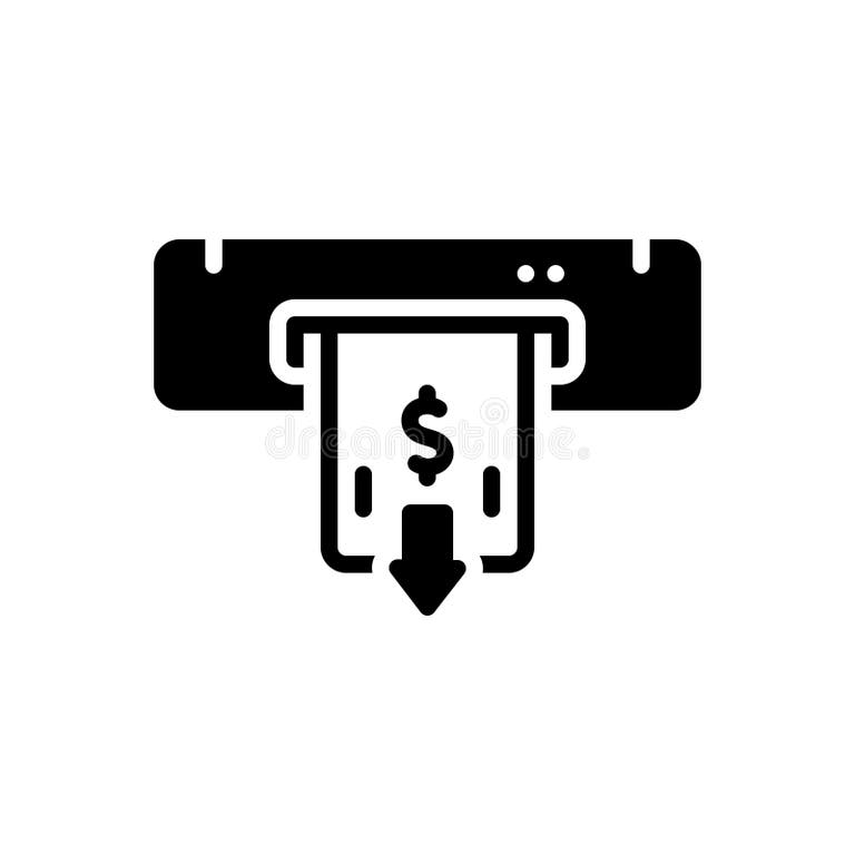 Black Solid Icon for Withdraw, Atm and Cash Stock Vector - Illustration ...