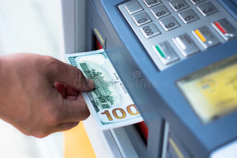 Withdraw money from ATM stock photo. Image of dollar - 115533714