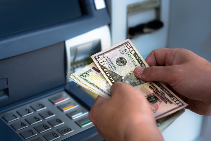Withdraw money from ATM stock image. Image of banking - 115533901