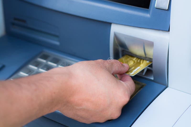 Withdraw money from ATM stock photo. Image of businessman - 115534390