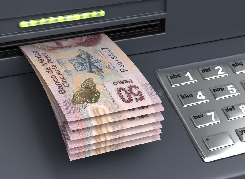 Withdrawal Mexican Pesos stock illustration. Illustration of people ...