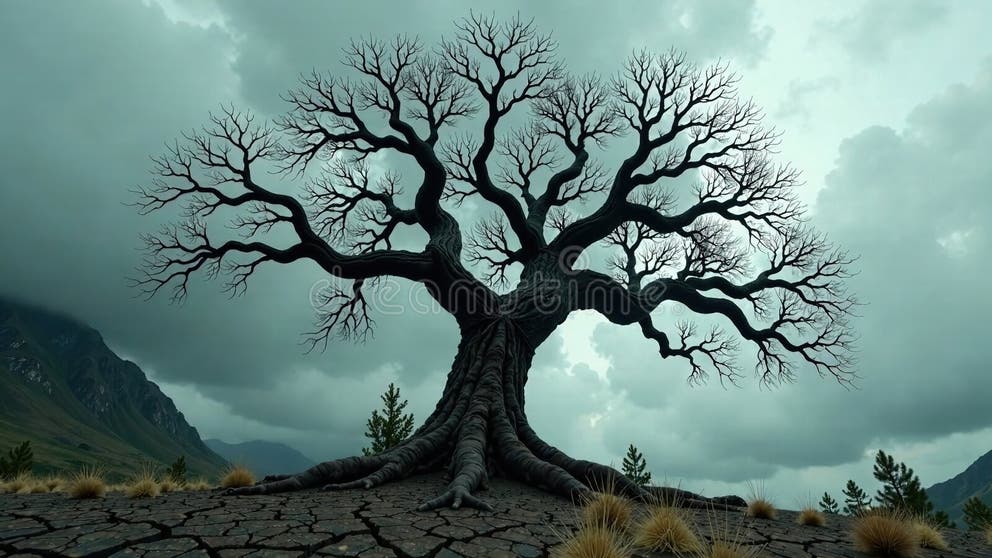 A Withered Landscape Climate Changes Impact on a Dying Tree a Powerful ...