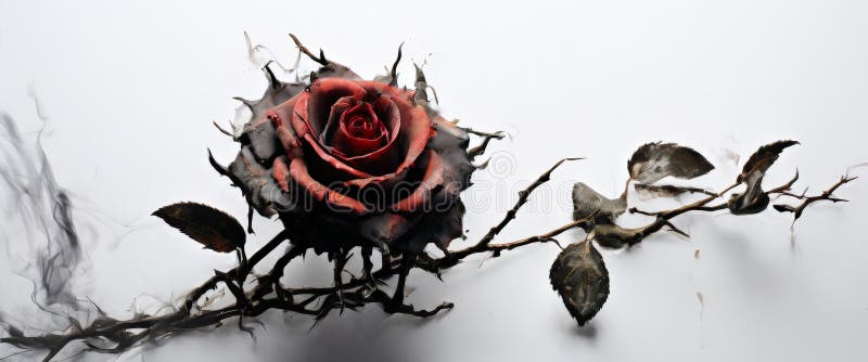 Withered Rose with Blackened Edges on a Stark White Background Stock ...