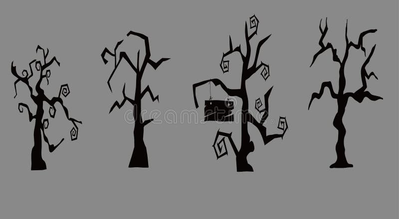 Withered Tree with Deciduous Leaves on a White Background. Icon. Stock ...