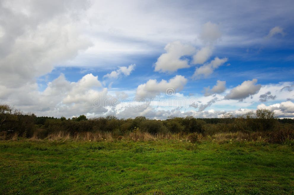 Withering Grass and Cloudy Sky in Early Fall Stock Photo - Image of ...
